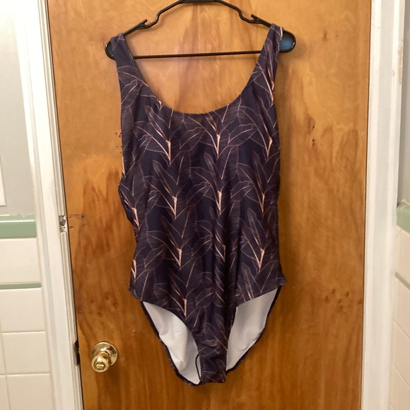Nicole Miller | Swim | Nwt Nicole Miller Blue And Gold Leaf Print One ...